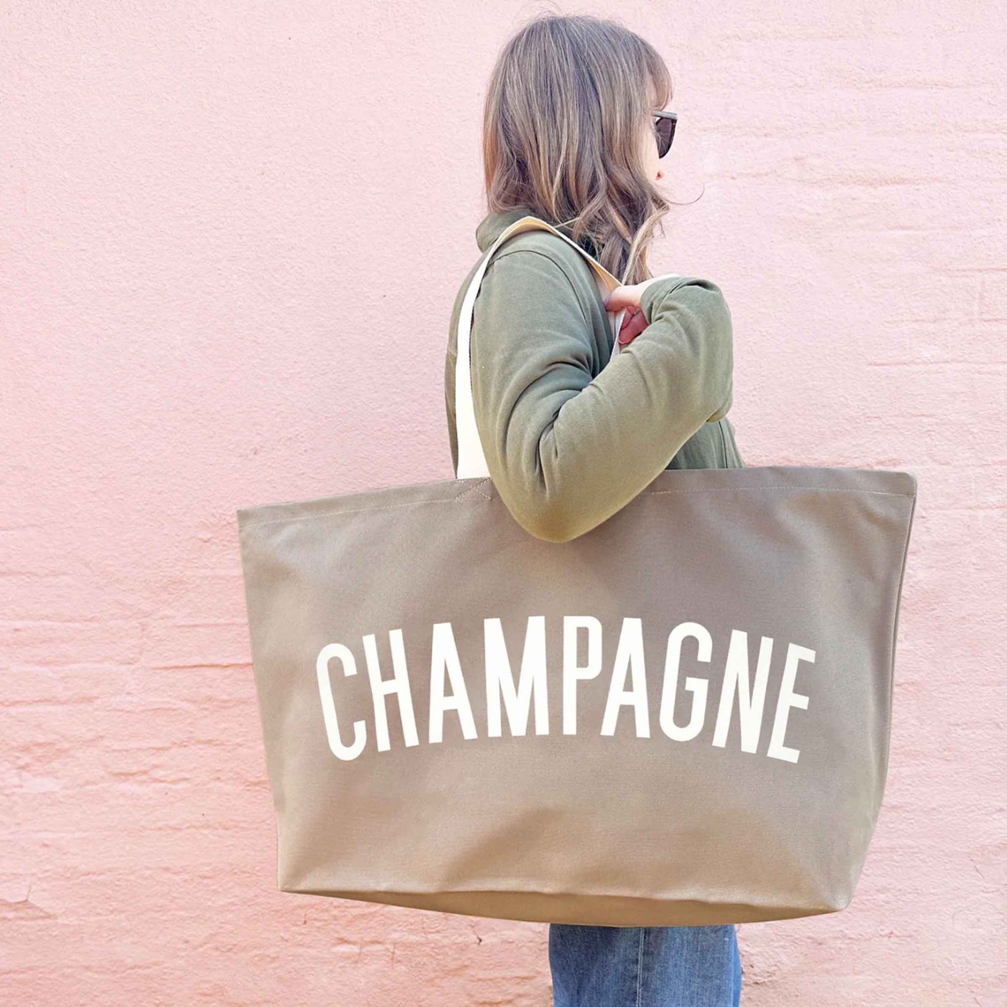 Champagne Bag | Oversized Canvas Tote in Stone