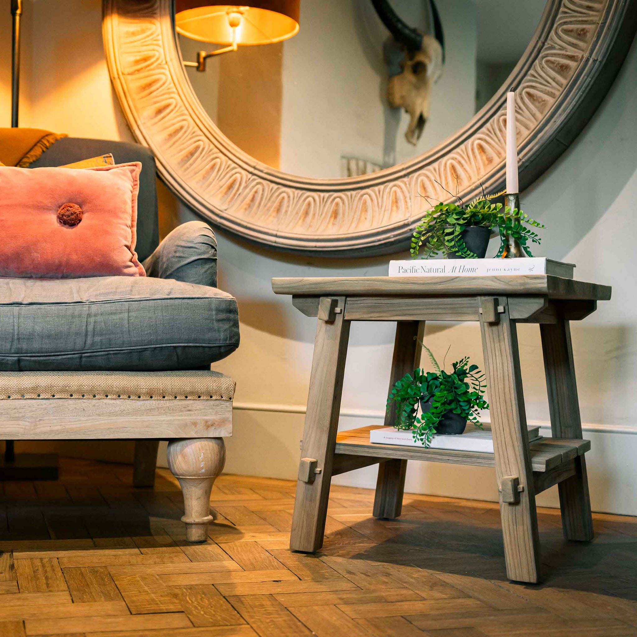 Vanity Side Table – Reclaimed Teak | Rustic Bedside & Living Room Accent